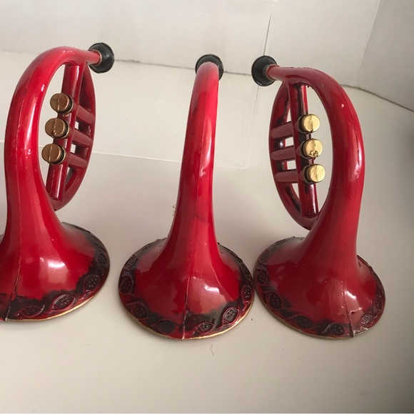 Holiday | Set Of 6 Vintage Red Plastic French Horn Instrument Christmas ...
